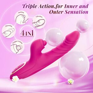 Adult Sex Toys Thrusting Dildo - Sex Toy Rabbit Vibrator with 10 Vibrating 7 Thrust Mode with Licking, G Spot Clitoral Toys for Women Female and Couples Pleasure Games