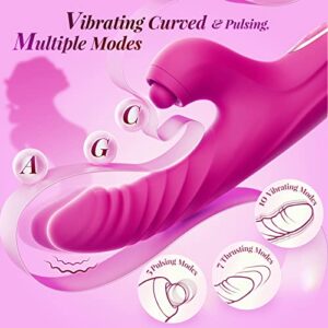 Adult Sex Toys Thrusting Dildo - Sex Toy Rabbit Vibrator with 10 Vibrating 7 Thrust Mode with Licking, G Spot Clitoral Toys for Women Female and Couples Pleasure Games