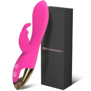 yimooch rabbit vibrators women sex toys, g spot vibrator for clitoris stimulation, realistic dildo vibrator with 9 powerful vibrations dual motor stimulator adult toys for women or couple