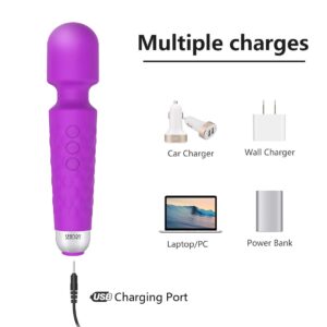 Female Vibrator, G-Spot & Sex Toy, 20 Modes & 8 Speeds Wand Massager, Quiet, Waterproof, USB Rechargeable Vibrator, Hand-Held Cordless Sex Toys Vibrator for Her Pleasure, Female Adult Toy - Purple