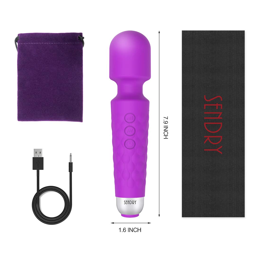 Female Vibrator, G-Spot & Sex Toy, 20 Modes & 8 Speeds Wand Massager, Quiet, Waterproof, USB Rechargeable Vibrator, Hand-Held Cordless Sex Toys Vibrator for Her Pleasure, Female Adult Toy - Purple