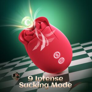 Rose Sex Toy Vibrator for Women-Allovü Rose Sucking Vibrator Clitoral Nipple Stimulator with 18 Modes, G-spot Dildo Vibrator Rose Sucker, Personal Massager for Women Female Couples Adult Sex Games