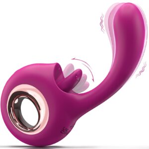 adult toys, g spot dildo vibrator, 2 in 1 tongue licking & vibrating rose sex stimulator for women with 9 modes, rechargeable waterproof adult sex toys for women and couples