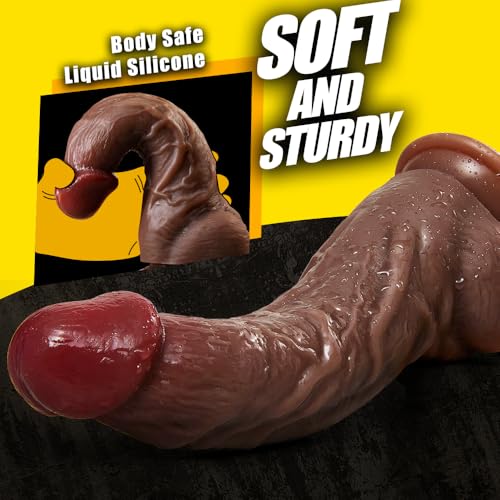 Lubisey 2.36'' Diameter Huge Thick Dildo for G-spot Stimulation Orgasm, Curved Shaft Big Black Dildos with Powerful Suction Cup, Silicone Realistic Dildo Vagina Anal Sex Toys for Women and Men 7.87''