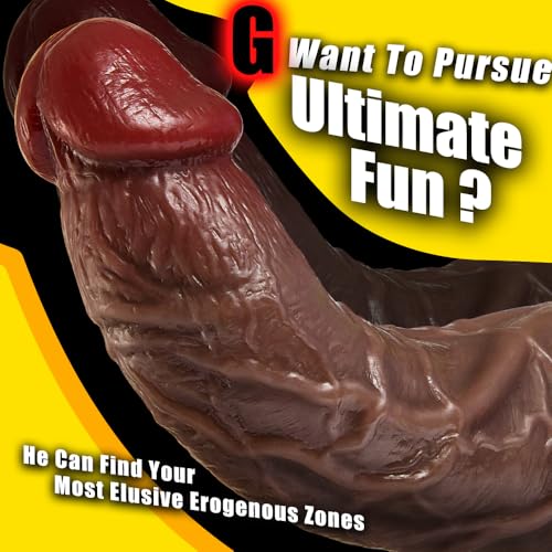 Lubisey 2.36'' Diameter Huge Thick Dildo for G-spot Stimulation Orgasm, Curved Shaft Big Black Dildos with Powerful Suction Cup, Silicone Realistic Dildo Vagina Anal Sex Toys for Women and Men 7.87''