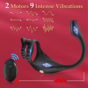 APP Controlled Vibrating Cock Ring with Mini Bullet - Remote Control Prostate Sex Toy and Anal Plug for Men