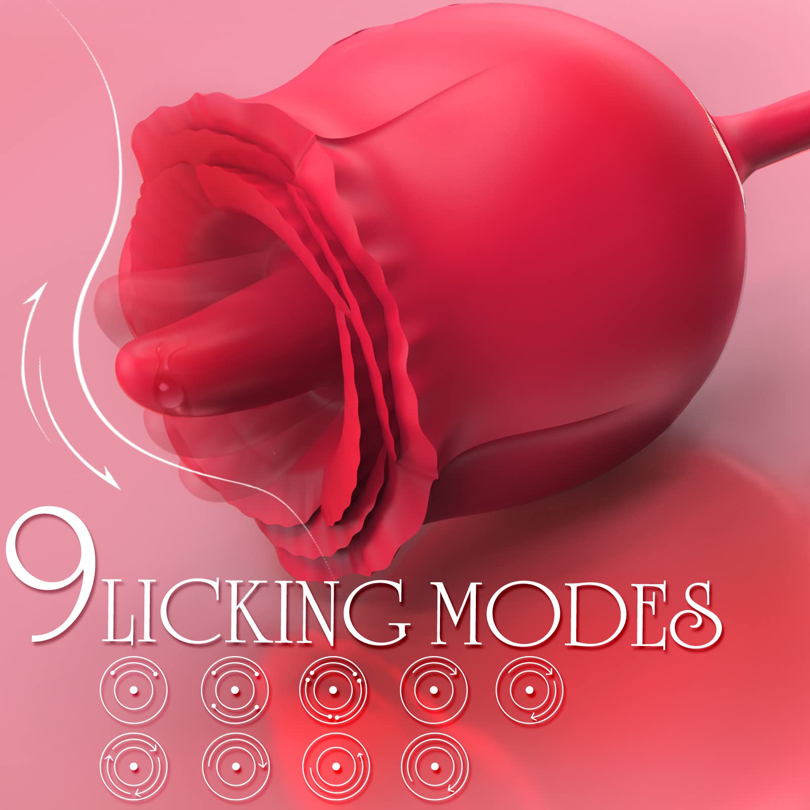 Rose Sex Toys Clitoris Vibrator, Tongue Licking & Thrusting Dildo G Spot Vibrators Adult Rose Toy with 9 Vibrating Modes Clitoral Stimulator Sexual Pleasure Tool for Female or Couple