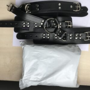 SEXY SLAVE Neck to Wrist Restraints kit, Adult Sex Toys Frisky Beginner Behind Back Handcuffs Collar, Adjustable Bondage Set, Couple SM Sex Game Tool(Black-1)