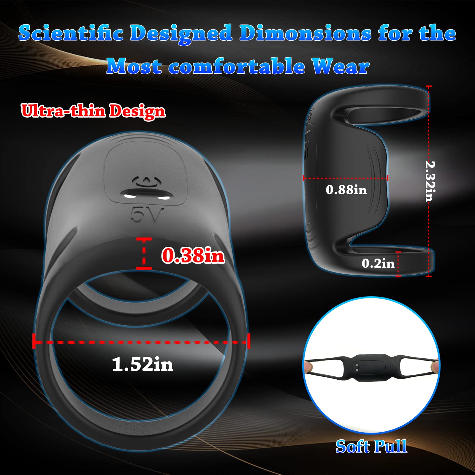 Multi-Wearable Vibrating Cock Ring Penis Tanshunly Adult Male Couples Sex Toys for Men Couple Pleasure, Mini Silicone Rings G spot Stimulator with 9 Vibrations