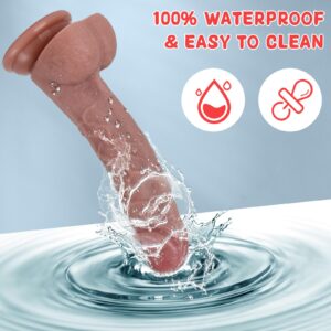 Sex Toys Dildo Realistic Silicone Dildo, Safety Material for Clitoral Vagina and Anal Stimulation with Strong Suction Cups, Sex Adult Toys for Women and Couple 7.8 Inch