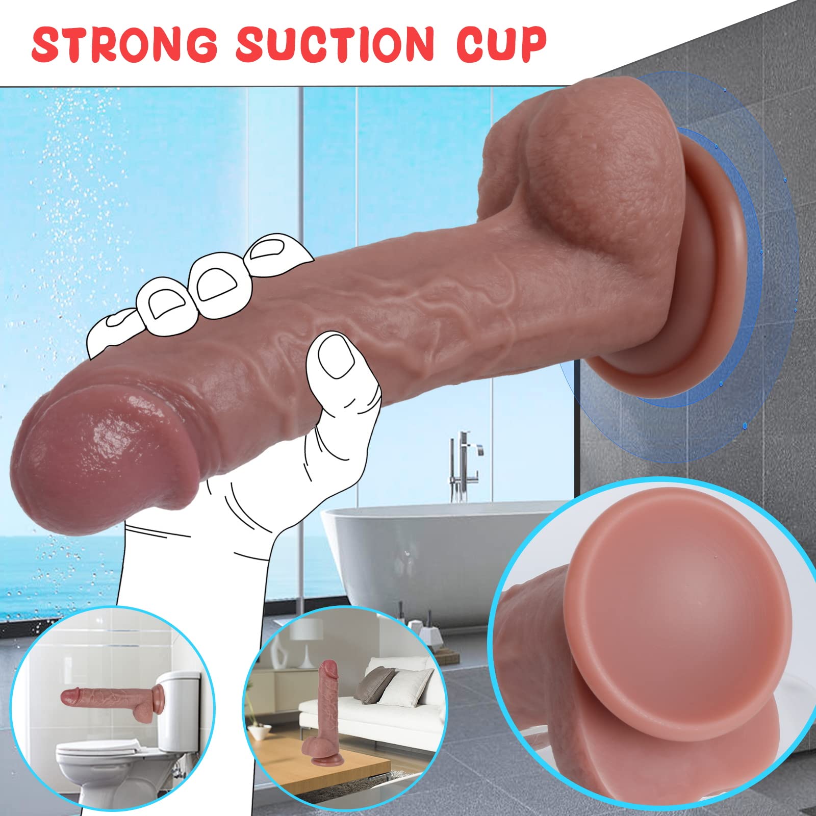 Sex Toys Dildo Realistic Silicone Dildo, Safety Material for Clitoral Vagina and Anal Stimulation with Strong Suction Cups, Sex Adult Toys for Women and Couple 7.8 Inch