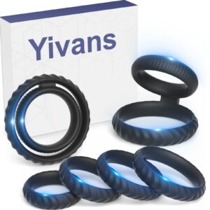 yivans silicone penis rings set sex toys for men 6 pcs different sizes cock ring for erection enhancing, longer lasting stronger male soft stretchy adult sex toys & games for couples (black)