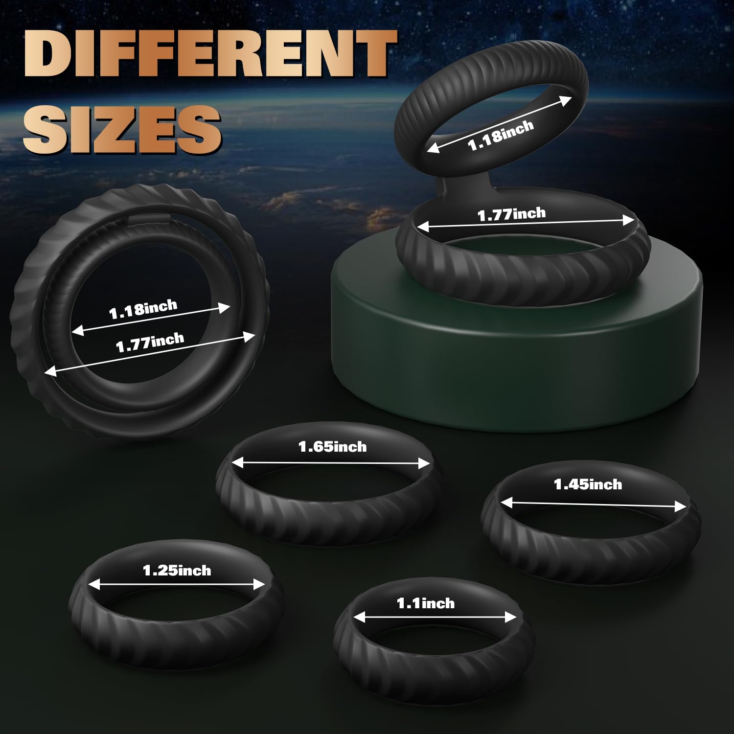 Yivans Silicone Penis Rings Set Sex Toys for Men 6 Pcs Different Sizes Cock Ring for Erection Enhancing, Longer Lasting Stronger Male Soft Stretchy Adult Sex Toys & Games for Couples (Black)