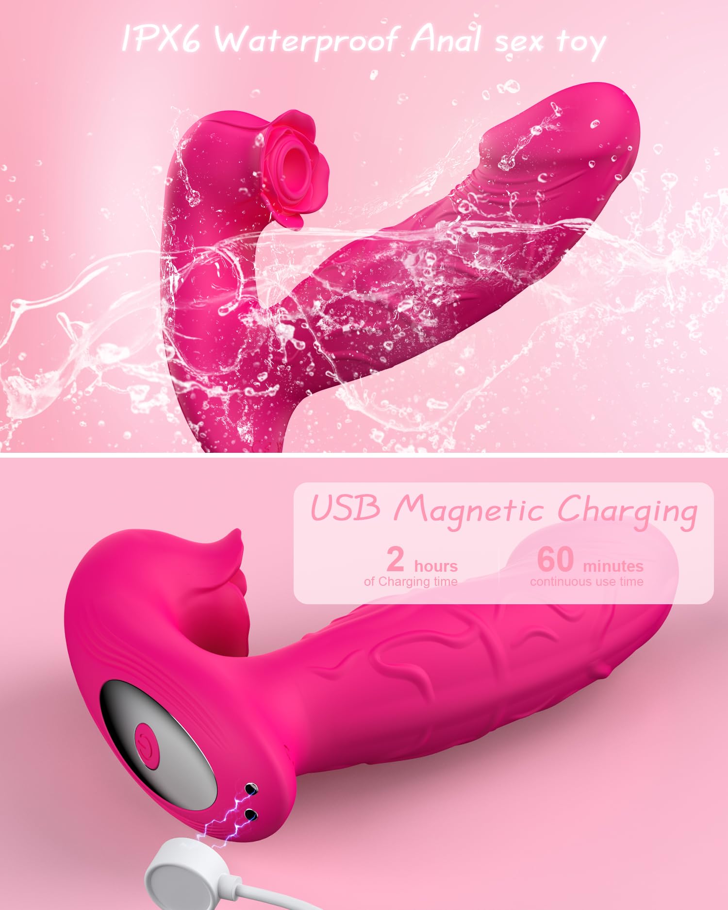 Rose Vibrator Toy for Woman,Sucking Dildo Stimulator with 9 Sucker Vibrators Modes,Remote Control G Spot Nipple Stimulation Sex Toys,Anal Plug for Adult Sex Toy for Woman Female Couples