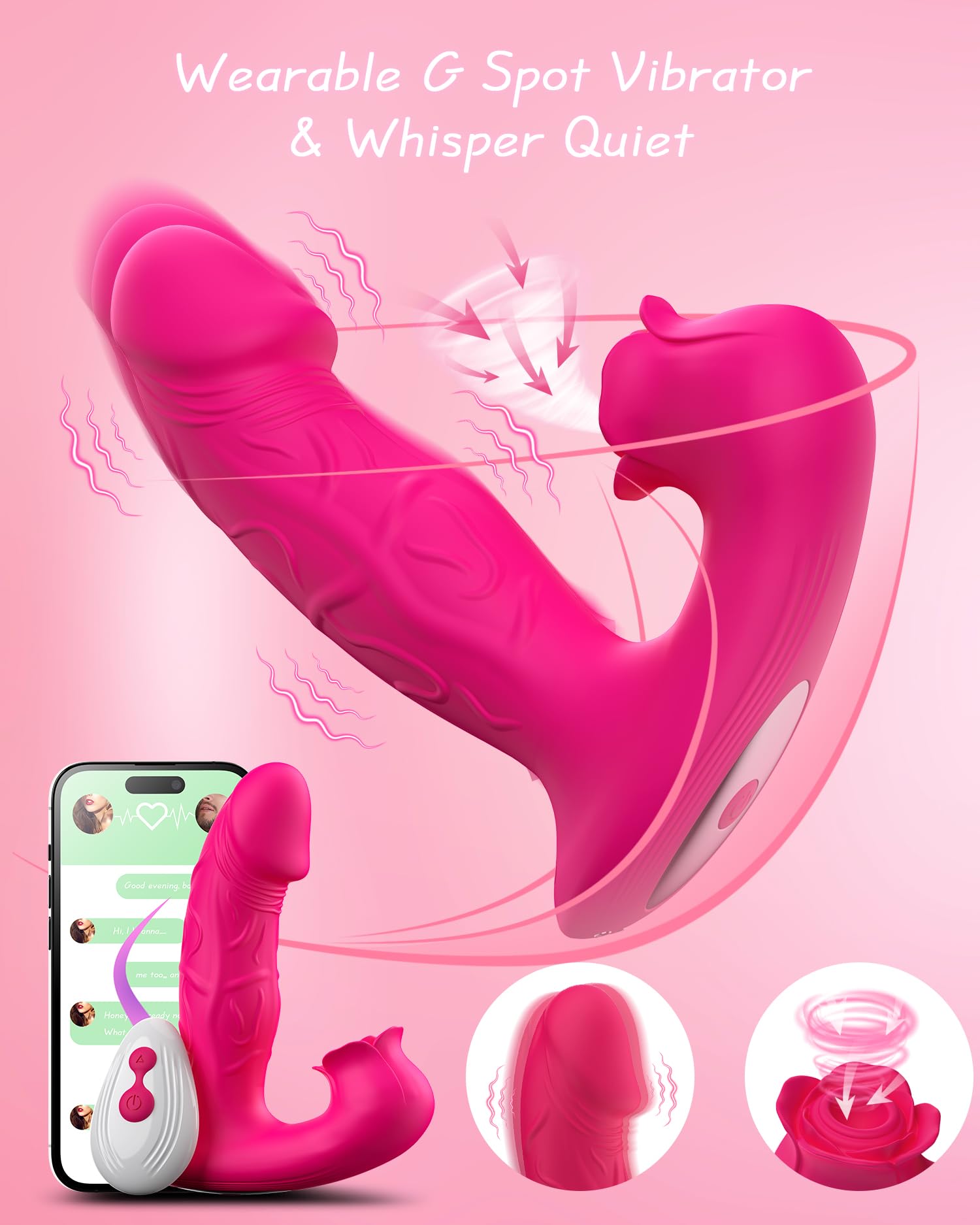 Rose Vibrator Toy for Woman,Sucking Dildo Stimulator with 9 Sucker Vibrators Modes,Remote Control G Spot Nipple Stimulation Sex Toys,Anal Plug for Adult Sex Toy for Woman Female Couples