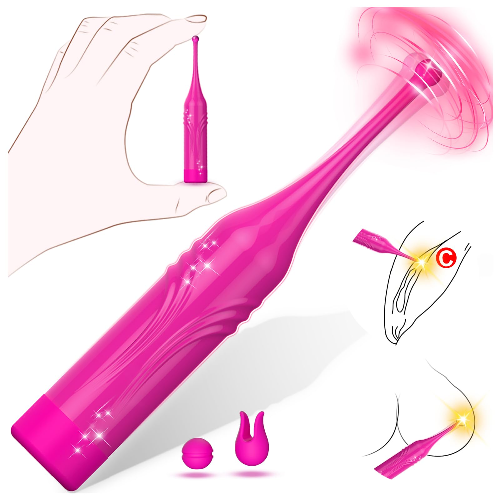 High-Frequency Mini Clitoris G spot Vibrator, Women Couples Adult Sex Toys, Yukzen Powerful Female Vibrating Sex Toy Clitoral Stimulator Wand Vibrator for Woman Her Pleasure, Dildo Vibrators Sex Games