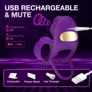 Vibrating Cock Ring Sex Toys for Couples - RIDMII 3 in 1 Vibrating Penis Ring with 10 Vibration, Rose Shaped Female Clitoral Stimulator Vibrators with Remote