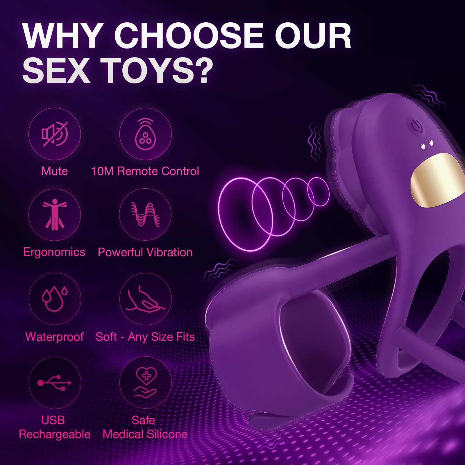 Vibrating Cock Ring Sex Toys for Couples - RIDMII 3 in 1 Vibrating Penis Ring with 10 Vibration, Rose Shaped Female Clitoral Stimulator Vibrators with Remote