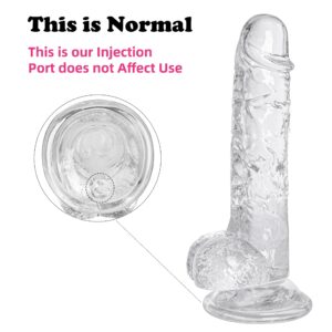 Alovegarden 7.6 Inch Realistic Dildo G-Spot Stimulation Dildos with Powerful Suction Cup for Hands-Free Play Anal Adult Sex Toy for Women and Couple (Clear)