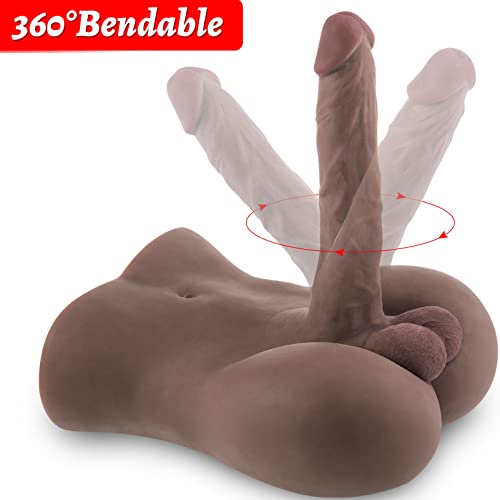 Male Sex Doll with Flexible Dildo Realistic Huge Cock, Black Men Sex Dolls for Women, Male Sex Doll Torso Tight Anal Hole 8in Cock for Female Masturbation, Unisex Masturbator Toy for Gay Couple 7lb