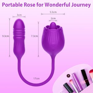 Rose Sex Stimulator for Woman, Tongue Licking Rose Toy Thrusting Anal Butt Plug with 4 * 10 Modes, Vlatne 4 in 1 Clitoral Vibrator Nipple Susker, Adult Sex Toys & Games, Sex Toys for Women Pleasure…