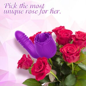 Rose Sex Stimulator for Woman, Tongue Licking Rose Toy Thrusting Anal Butt Plug with 4 * 10 Modes, Vlatne 4 in 1 Clitoral Vibrator Nipple Susker, Adult Sex Toys & Games, Sex Toys for Women Pleasure…