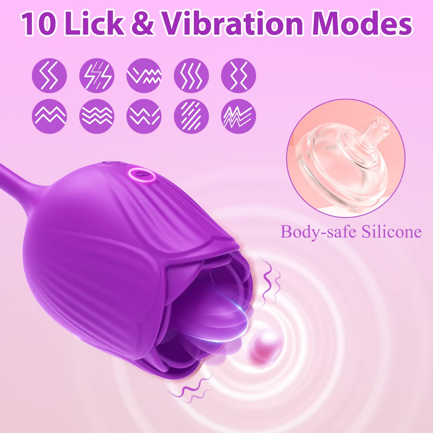 Rose Sex Stimulator for Woman, Tongue Licking Rose Toy Thrusting Anal Butt Plug with 4 * 10 Modes, Vlatne 4 in 1 Clitoral Vibrator Nipple Susker, Adult Sex Toys & Games, Sex Toys for Women Pleasure…