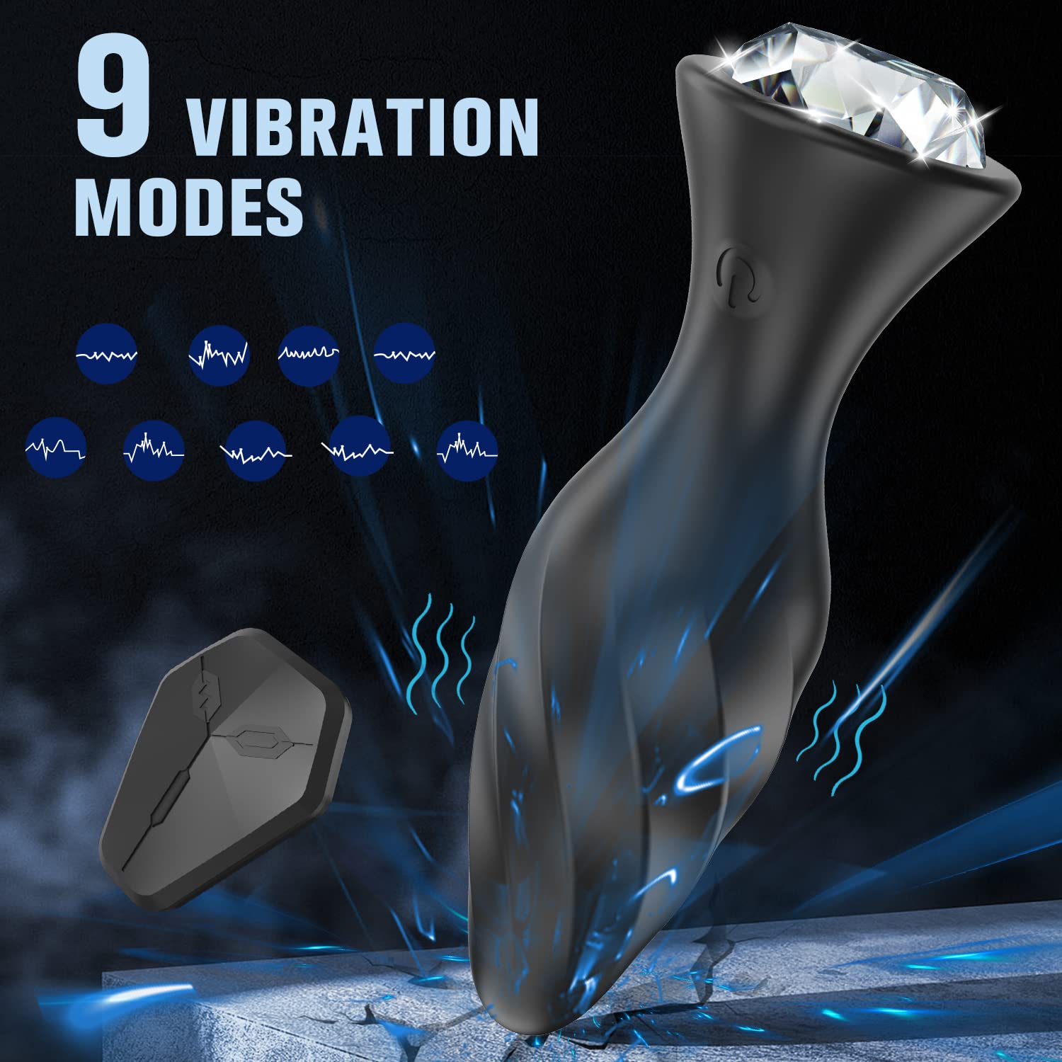 Vibrating Jewelry Butt Plug with APP Control, Anal Vibrator Prostate Massager Remote 9 Vibration Modes for Fun, Rechargeable Sex Toys Men Women and Couples