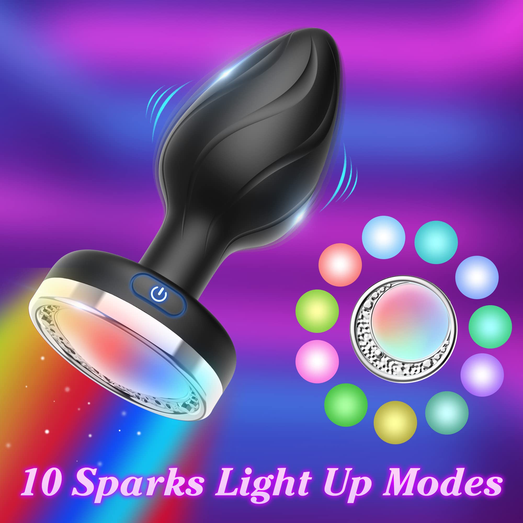 Vibrating Butt Plug, DANKIS Anal Plug with Flashing Light Base, Anal Sex Toys for Men Vibrator, Prostate Massager Adult Toys for Men's Sex, Toys/Woman Sex Anal Vibrator for Her Adult Pleasure