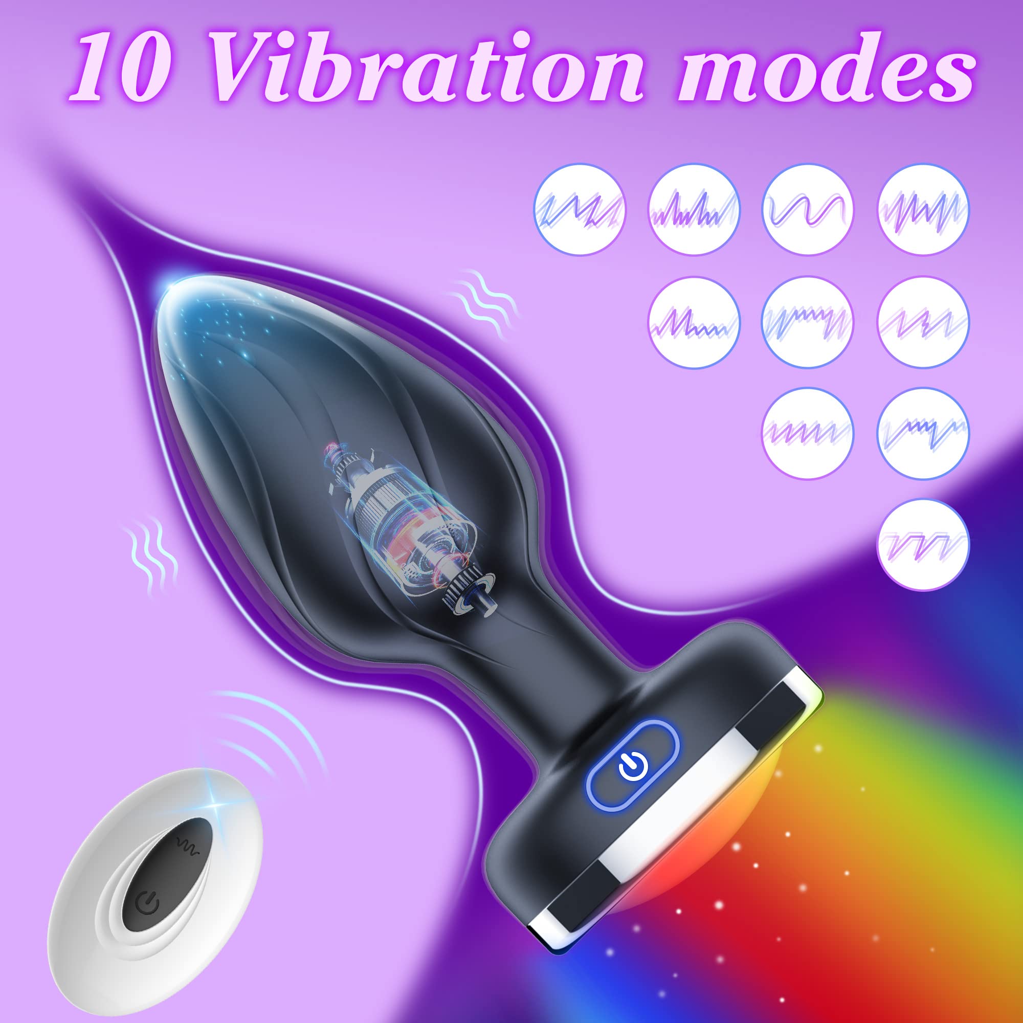 Vibrating Butt Plug, DANKIS Anal Plug with Flashing Light Base, Anal Sex Toys for Men Vibrator, Prostate Massager Adult Toys for Men's Sex, Toys/Woman Sex Anal Vibrator for Her Adult Pleasure