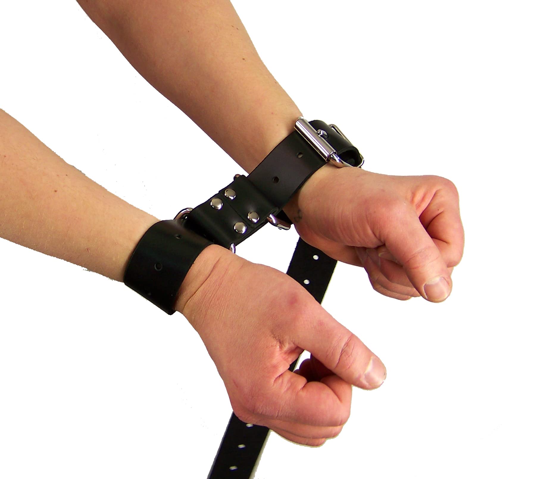 Axovus Preimum Leather Bondage Hobble Belt - Wrist, Ankle BDSM Fetish Restrains also functions as Fashion Belt (Large)