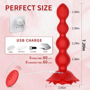 Anal Beads Anal Butt Plug,10 Rotate Twist and Vibrating Modes,Prostate Massager Graded Silicone Design Anal Vibrators for Men,Remote Control Rose Toy for Women,Adult Sex Toys for Couple (Red)