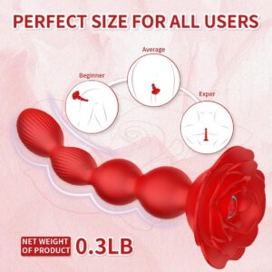 Anal Beads Anal Butt Plug,10 Rotate Twist and Vibrating Modes,Prostate Massager Graded Silicone Design Anal Vibrators for Men,Remote Control Rose Toy for Women,Adult Sex Toys for Couple (Red)