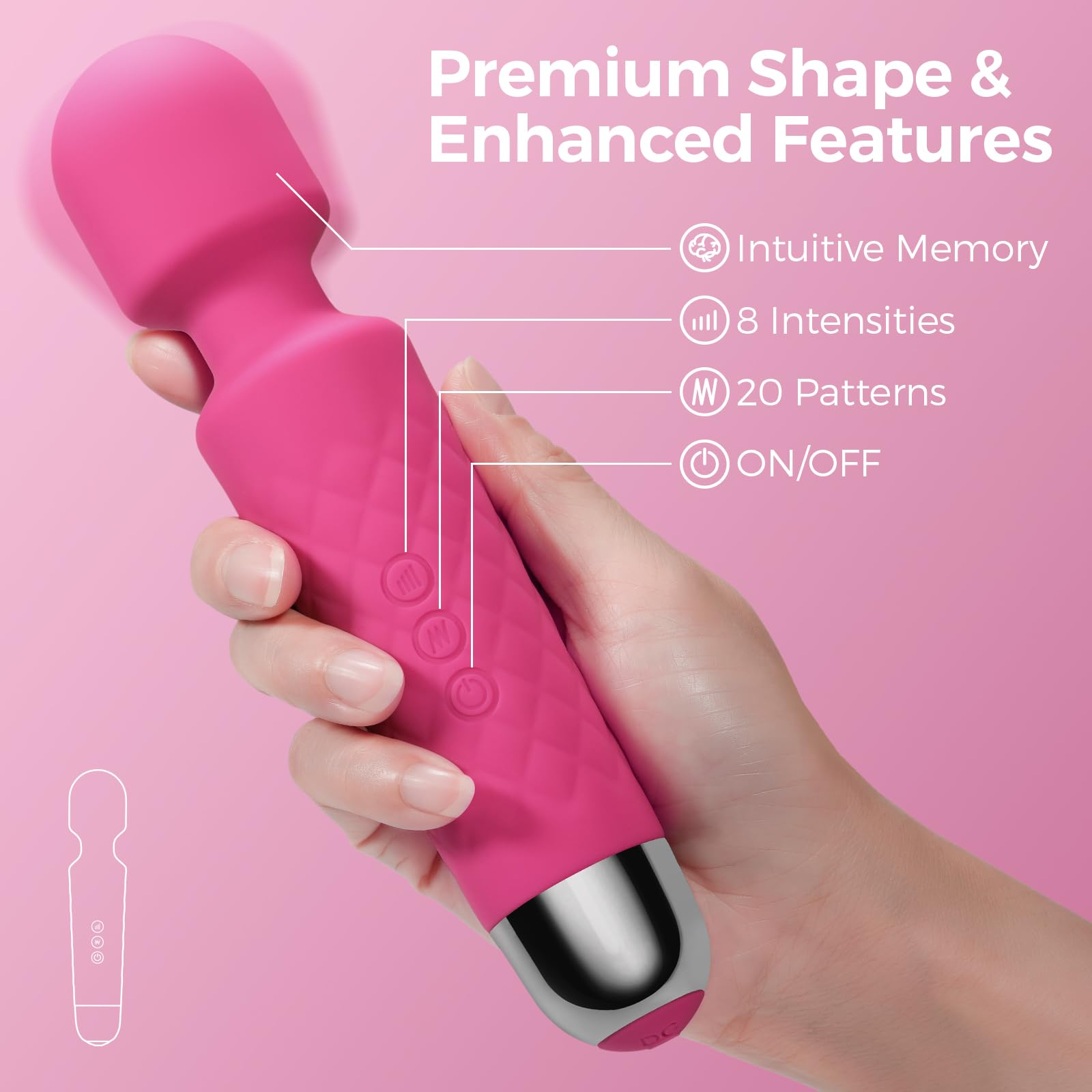 Rechargeable Personal Massager -Adult Toys Wand Massager-Rose Pink Sex Toy Vibrators -G-Spot Vibrator Clit- Quiet Small Vibrator for Women & Men - Sex Toys for Women (Pink)