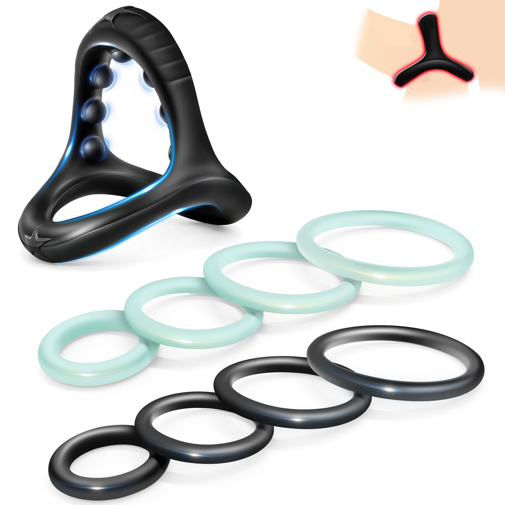 Sex Toys Penis Ring Cock Ring Set for Men, Cock Sexual Stimulation Device, Longer Harder Stronger Erection Cock Ring for Sex Men Erection Enhancing and Orgasm Sex Toy (9pcs-A) (9 Pcs-A)