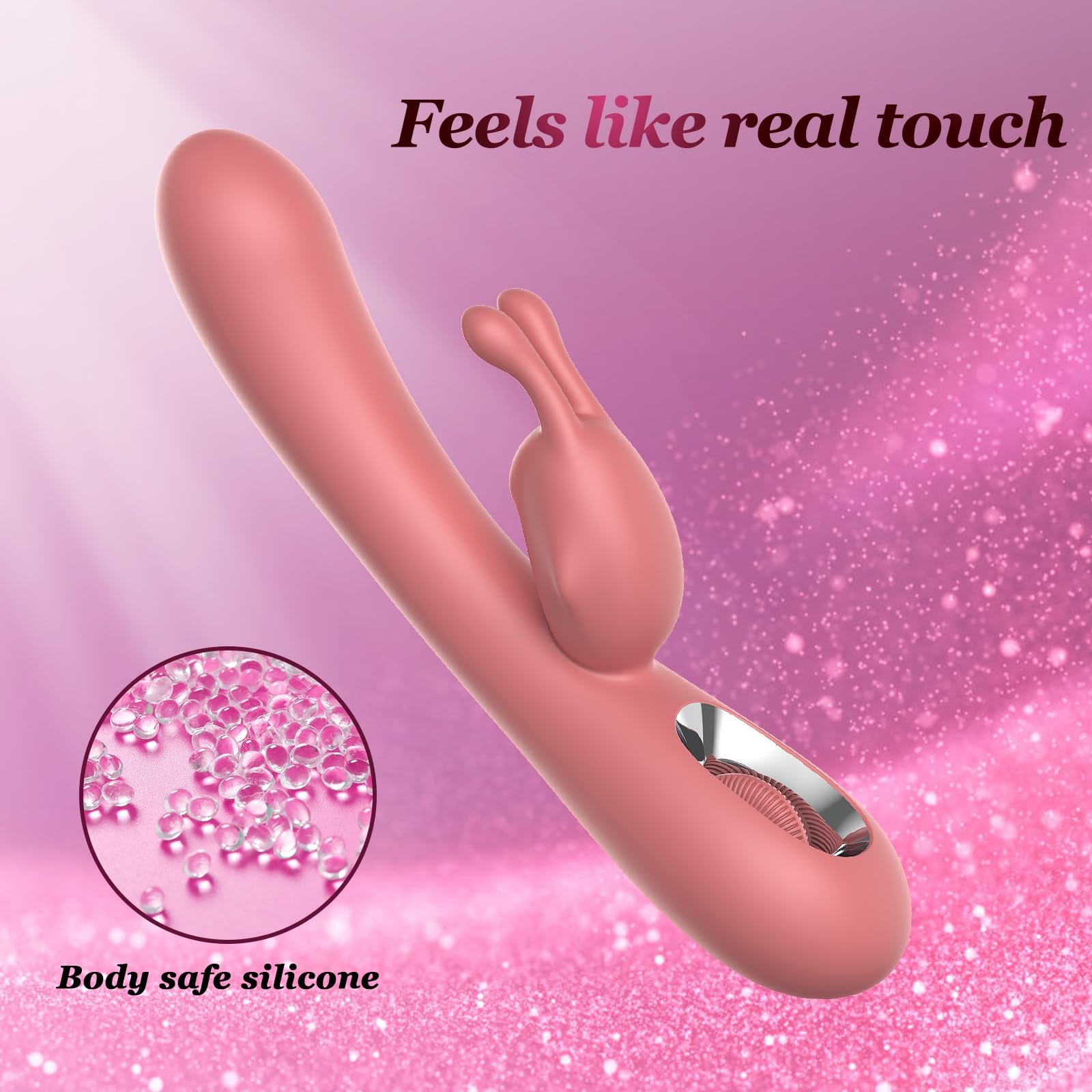 Sex Toys, Rabbit Vibrator with 8 Vibration Modes, Soft Silicone, G-Spot Stimulator, Bunny Vibrators for Clitoral, Vagina, or Nipple, Waterproof, Flexible, Vibrating Adult Toys for Women, Pink