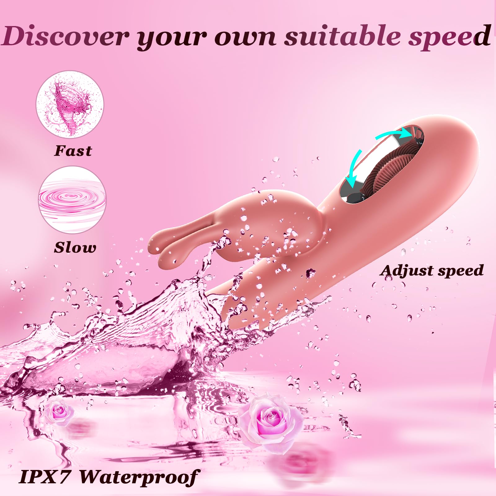 Sex Toys, Rabbit Vibrator with 8 Vibration Modes, Soft Silicone, G-Spot Stimulator, Bunny Vibrators for Clitoral, Vagina, or Nipple, Waterproof, Flexible, Vibrating Adult Toys for Women, Pink