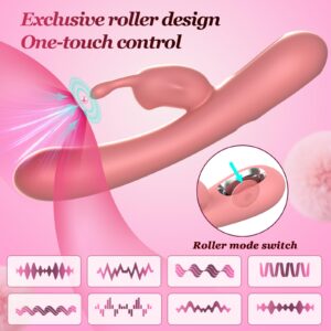 Sex Toys, Rabbit Vibrator with 8 Vibration Modes, Soft Silicone, G-Spot Stimulator, Bunny Vibrators for Clitoral, Vagina, or Nipple, Waterproof, Flexible, Vibrating Adult Toys for Women, Pink