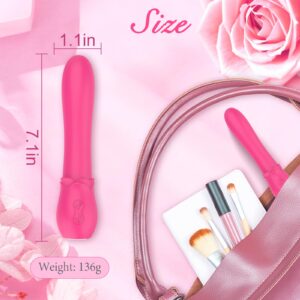 Clitoral G Spot Vibrator with 10 Vibration Modes, Powerful Soft Silicone Dildo Massager Vibrators for Anal Stimulation, Rose Sex Toys for Women