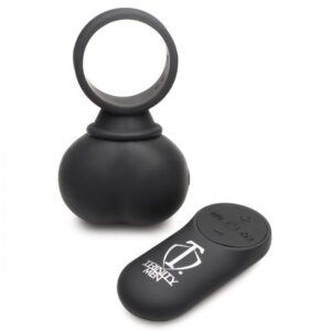 trinity vibes men 28x vibrating balls penis-ring. sex toys for pleasure & couples sex toy for adults. male vibrating stimulator, penis massager & erection enhancer with remote control - large, black