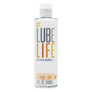 lube life silicone and water-based hybrid lubricant, long lasting lube for men, women and couples, 8 fl oz