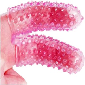 ousandy dildo vibrator g spot vibrator clitoral finger sleeve soft jelly clit adult couples sex toys (pink)