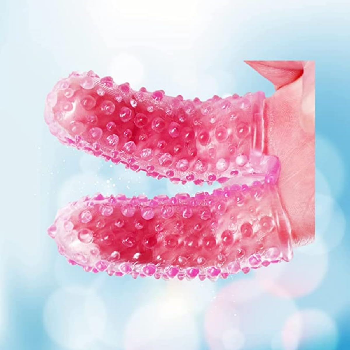 Ousandy Dildo Vibrator G Spot Vibrator Clitoral Finger Sleeve Soft Jelly Clit Adult Couples Sex Toys (Pink)