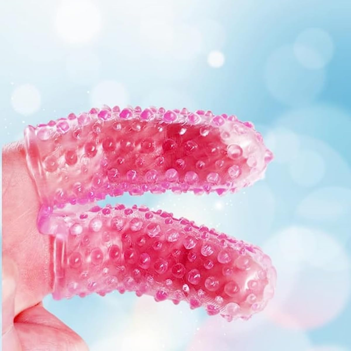 Ousandy Dildo Vibrator G Spot Vibrator Clitoral Finger Sleeve Soft Jelly Clit Adult Couples Sex Toys (Pink)