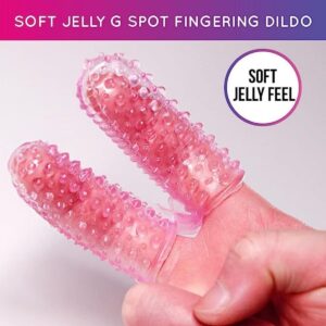 Ousandy Dildo Vibrator G Spot Vibrator Clitoral Finger Sleeve Soft Jelly Clit Adult Couples Sex Toys (Pink)