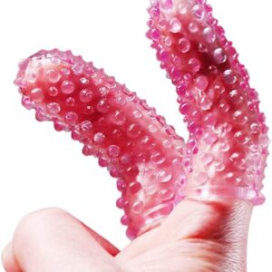 Ousandy Dildo Vibrator G Spot Vibrator Clitoral Finger Sleeve Soft Jelly Clit Adult Couples Sex Toys (Pink)