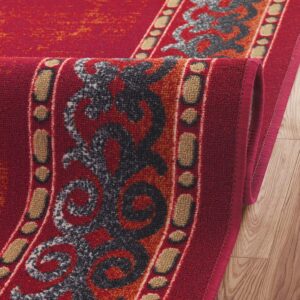 Antep Rugs Alfombras Bordered Modern 4x6 Non-Slip (Non-Skid) Low Pile Rubber Backing Indoor Area Rug (Maroon Red, 4' x 5'8")