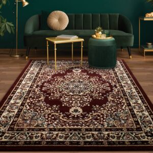 antep rugs oriental 6x9 traditional medallion indoor area rug siesta (maroon beige, 6'7" x 9')