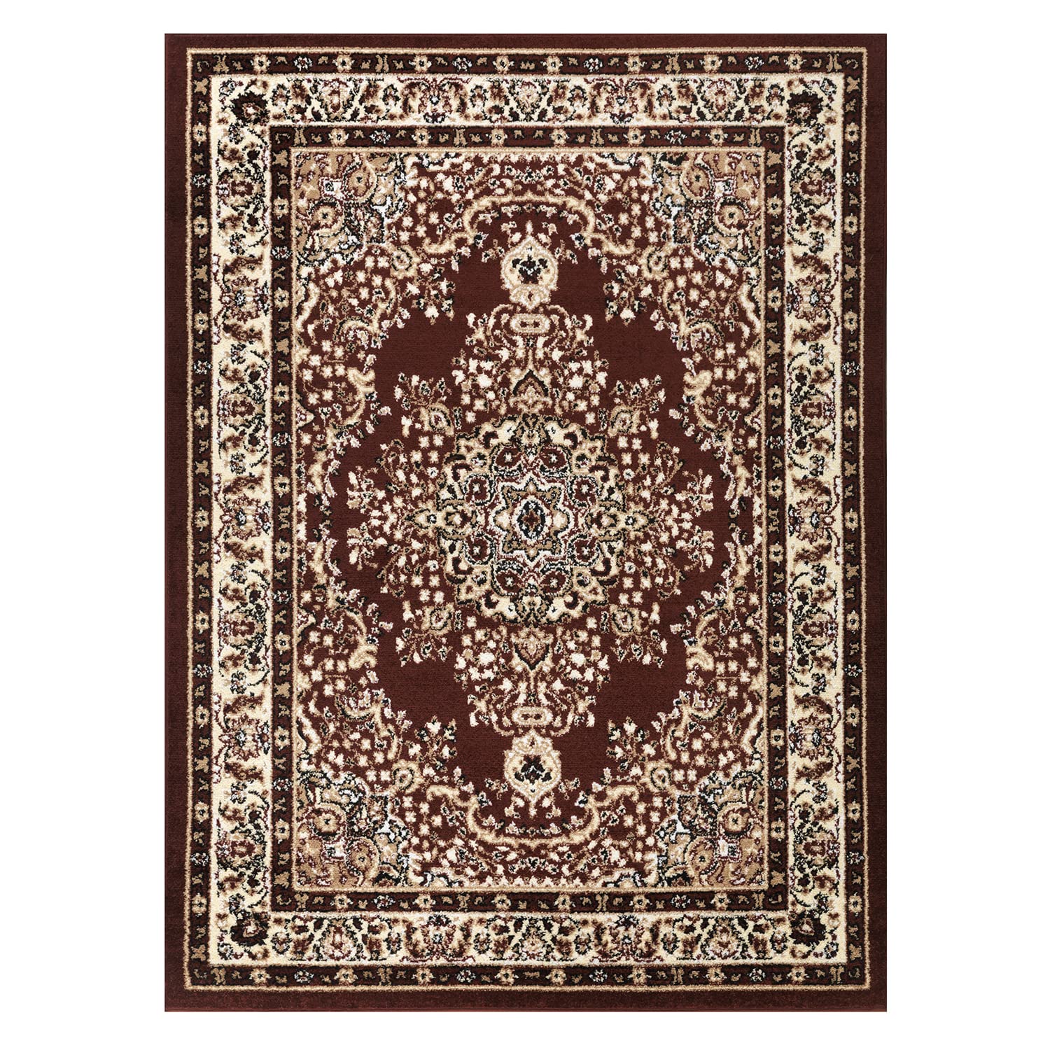 Antep Rugs Oriental 6x9 Traditional Medallion Indoor Area Rug Siesta (Maroon Beige, 6'7" x 9')