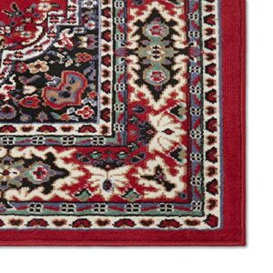 Home Dynamix Premium Sakarya Traditional Medallion Border Area Rug, Claret, 7'8"x10'7" Rectangle